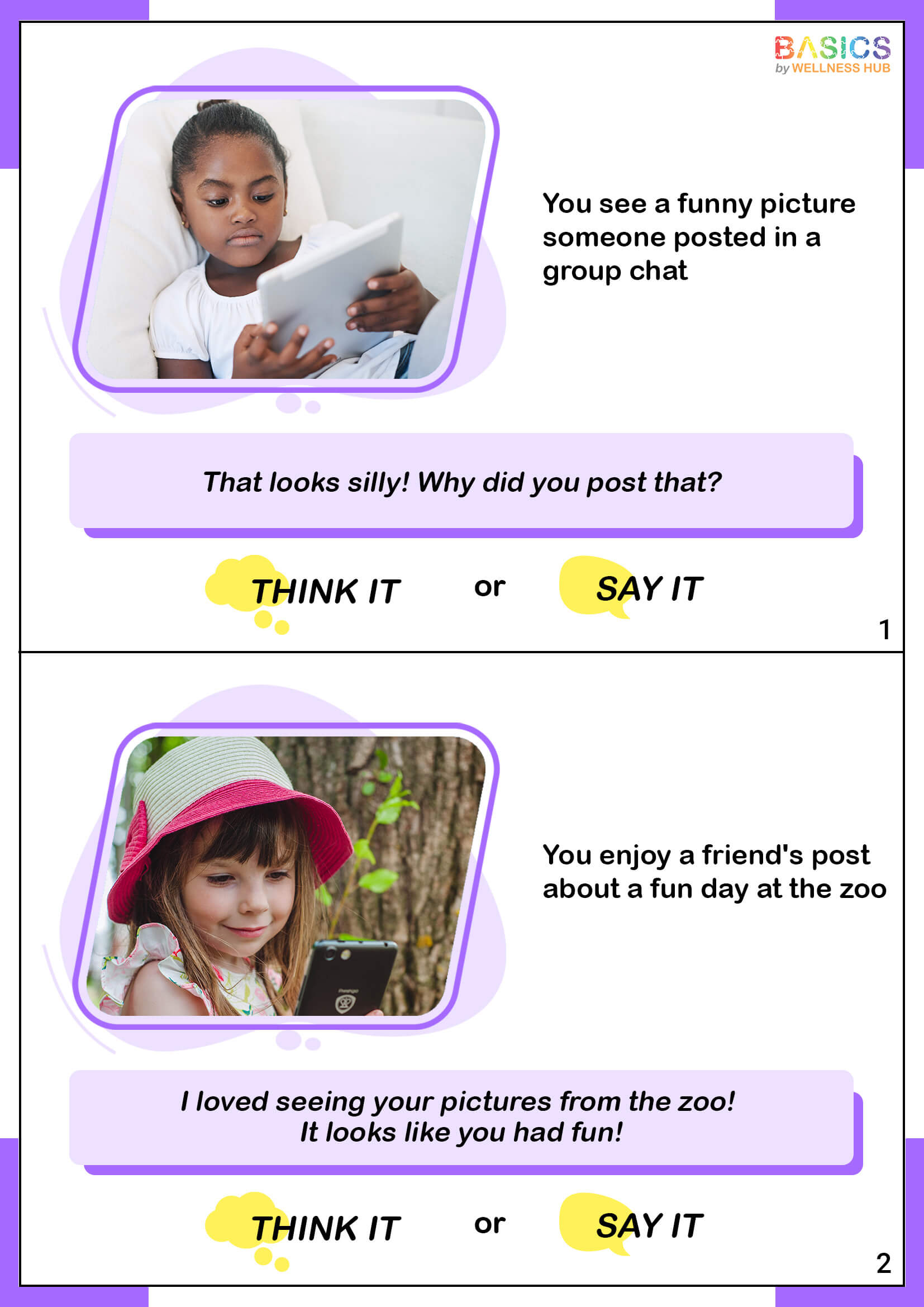200+ Think It or Say It Printables for Kids - Wellness Hub